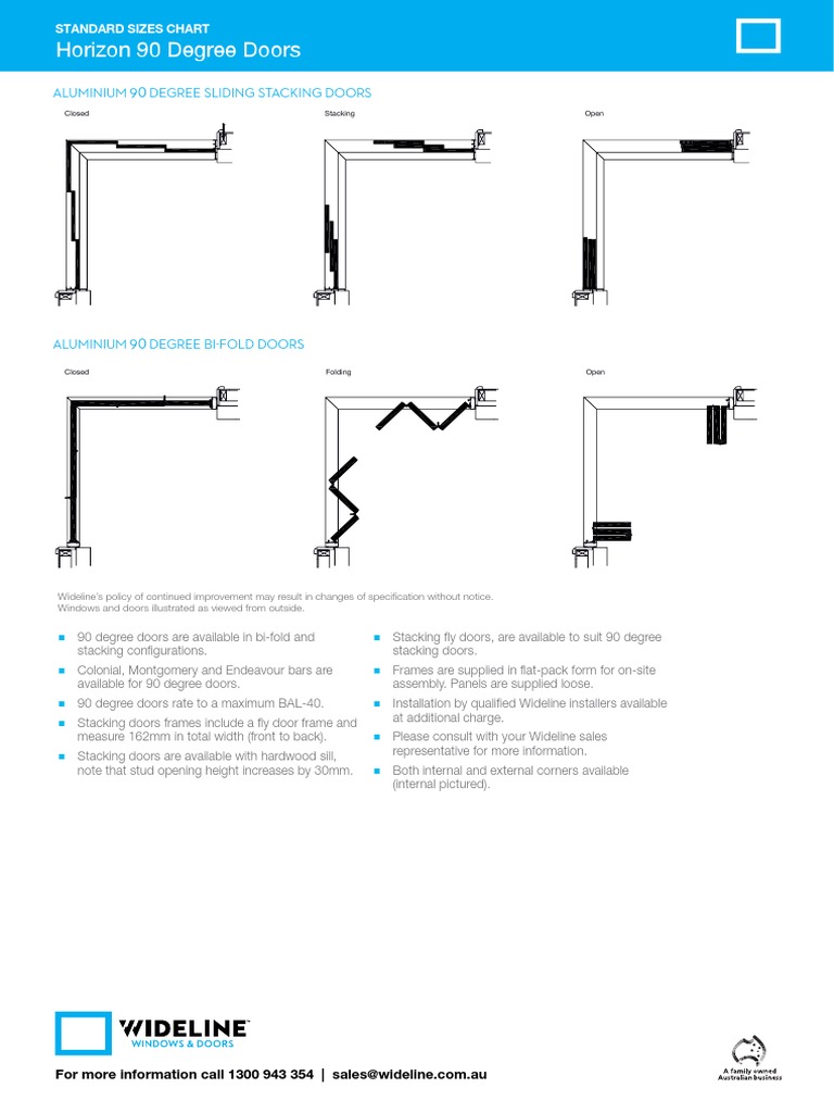 WIDELINE 90 Degree Doors Standard Size | PDF | Door | Manufactured Goods