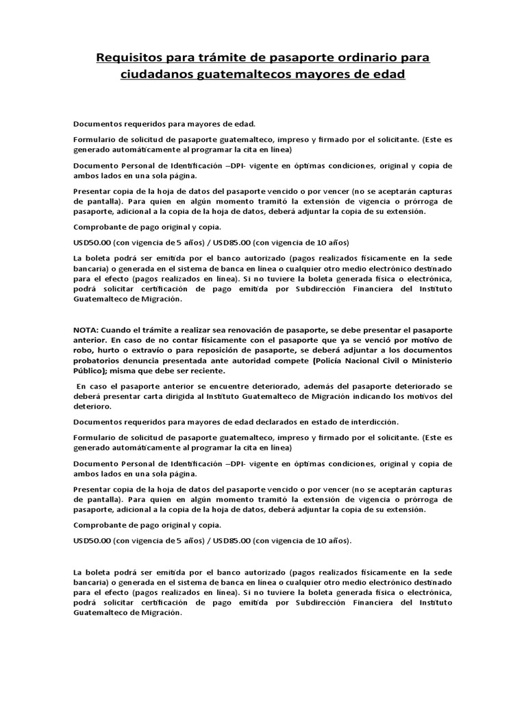 Requisitos para pasaporte guatemalteco | PDF | Pasaporte | Gobierno y personalidad