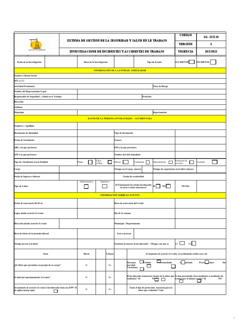 Formato de Investigacion de Accidente | PDF