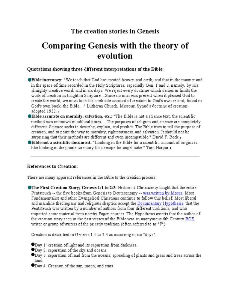 The Creation Stories in Genesis | PDF | Genesis Creation Narrative ...
