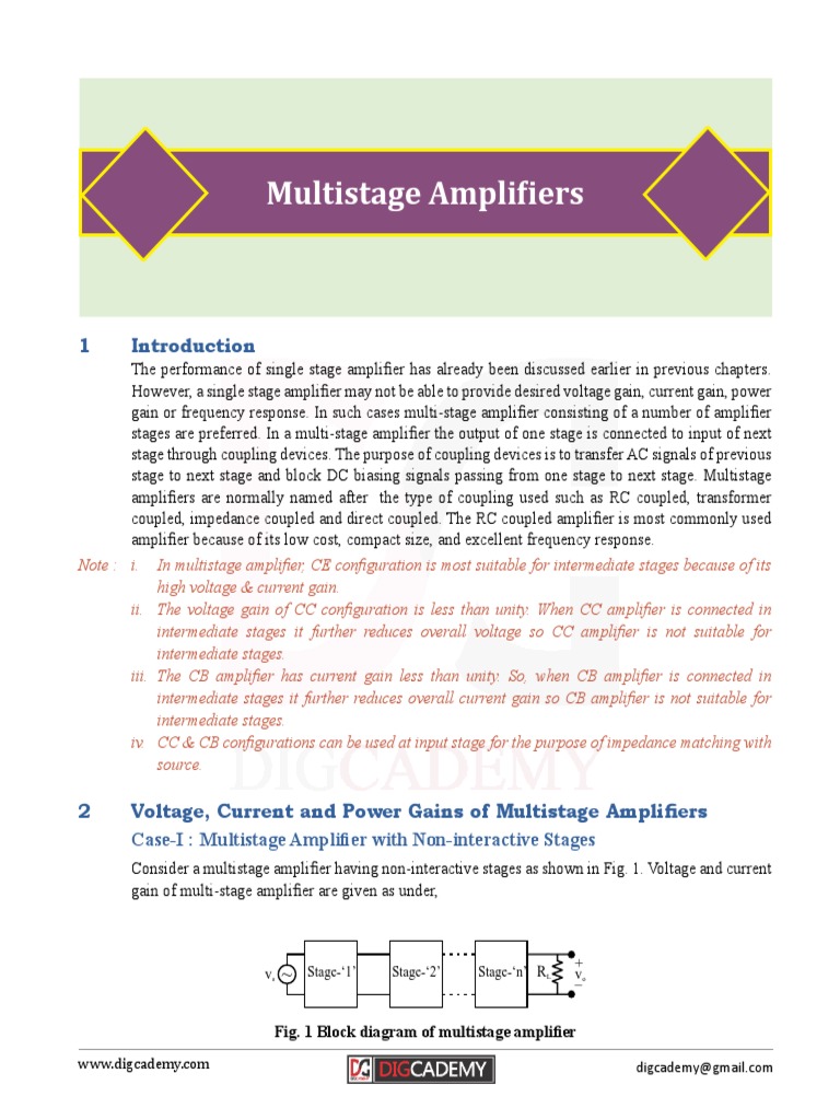 11.multistage Amplifiers | PDF | Amplifier | Transformer