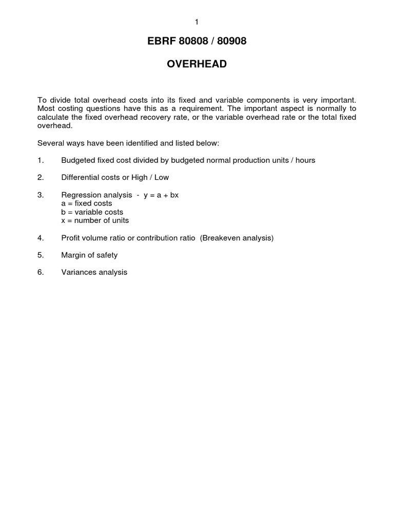 Overhead Examples | PDF | Cost Of Goods Sold | Financial Accounting