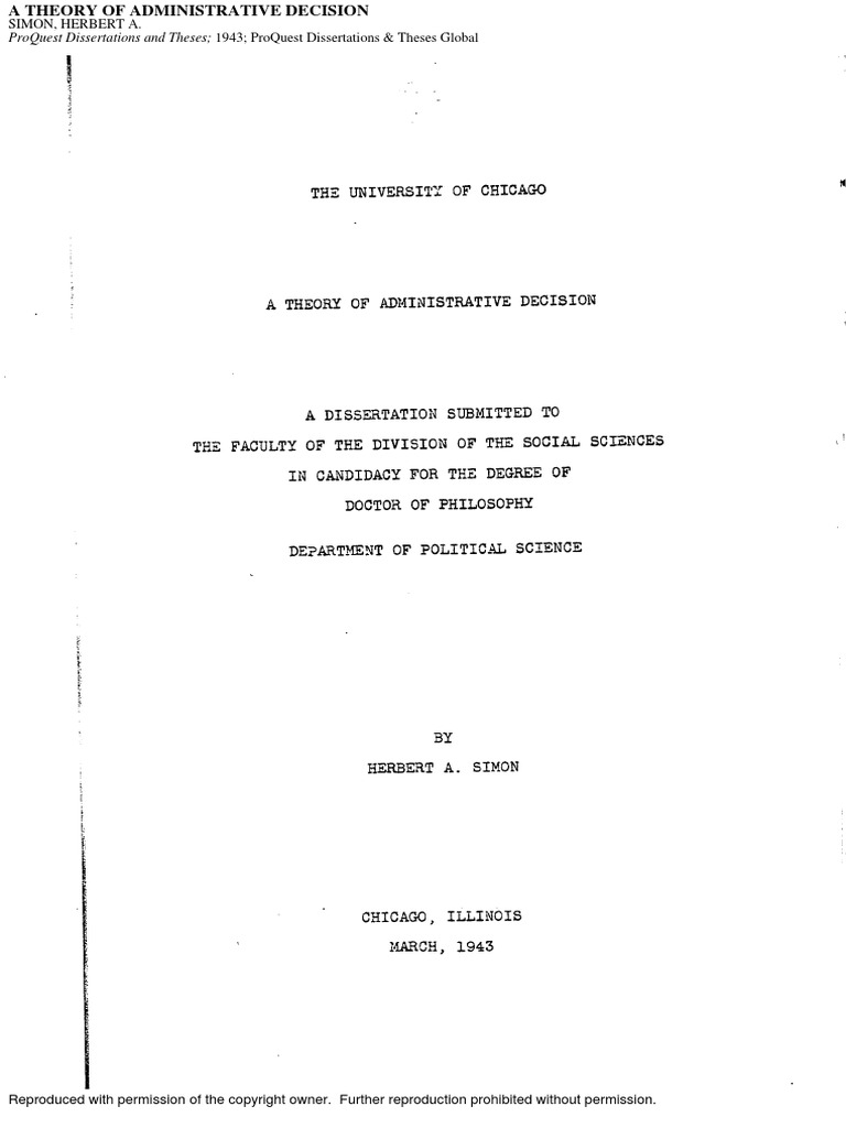 Simon, Herbert A. - A Theory of Administrative Decision | PDF ...
