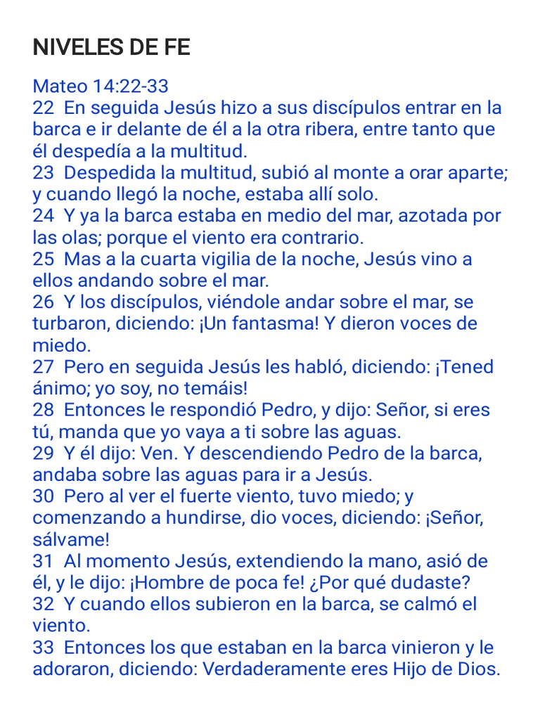 Niveles de Fe PDF | PDF | Jesús | Evangelio de Mateo