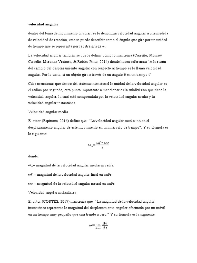 Velocidad Angular | PDF | Velocidad | Aceleración