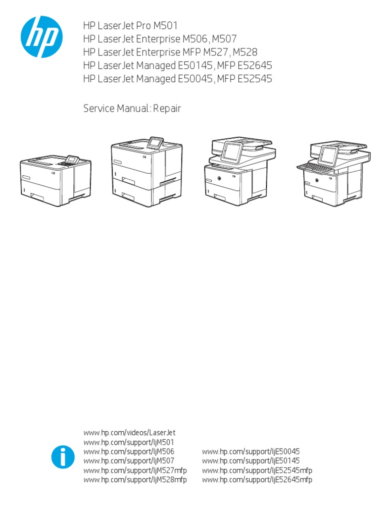 HP LaserJet Pro M501 HP LaserJet Enterprise M506 M507 and MFP M527 MFP ...