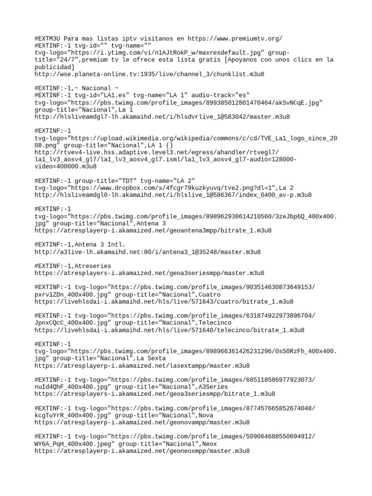 Lista M3u | PDF | Television Network | Mass Media