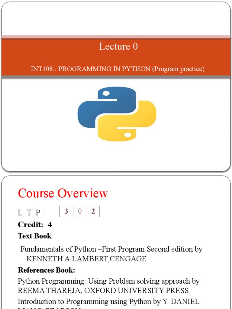 Lecture Zero In108-Updated | PDF | Source Code | Python (Programming ...