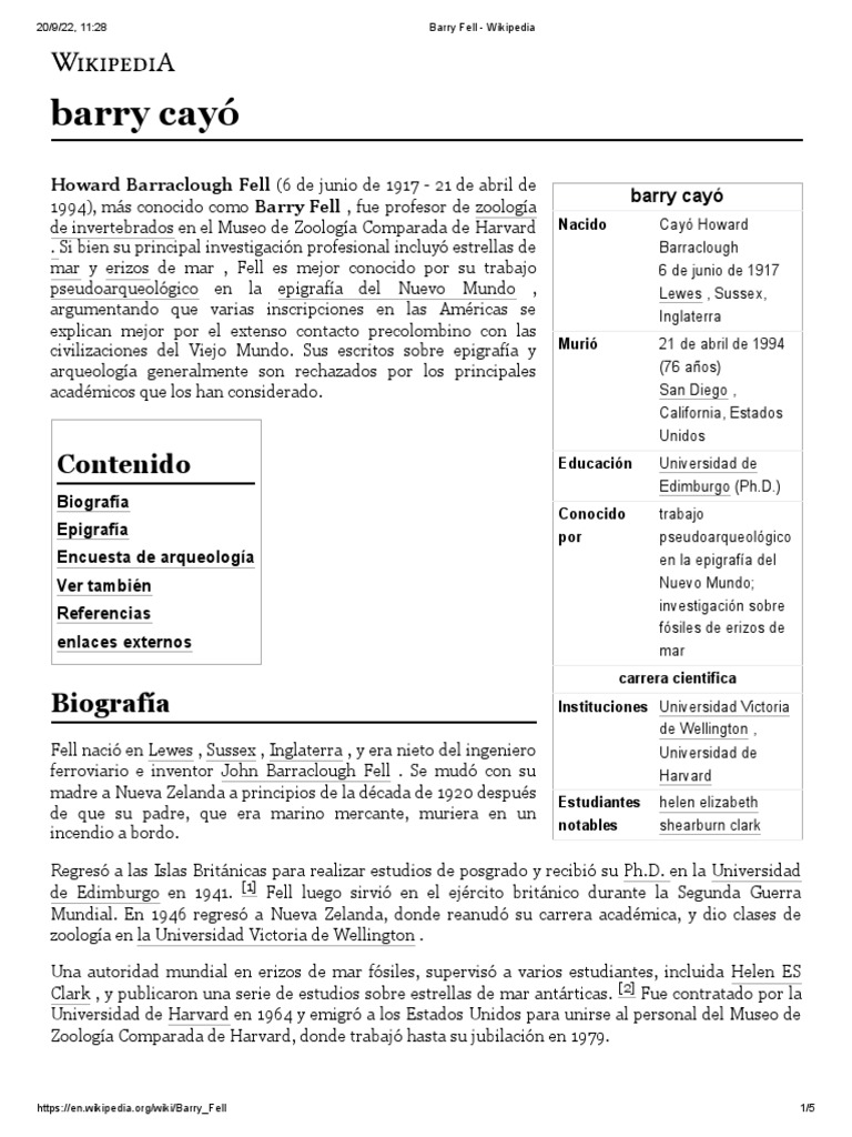 Barry Fell - Wikipedia | PDF