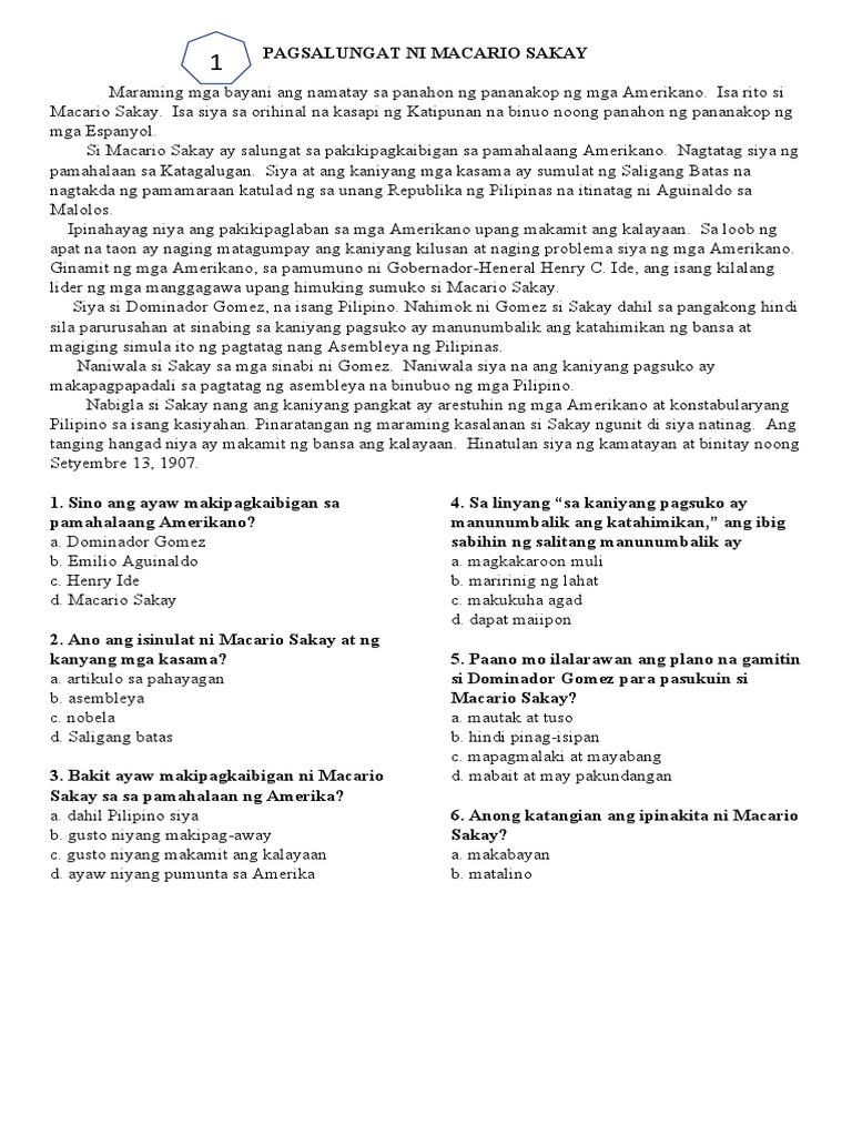 Filipino Reading Assessment | PDF