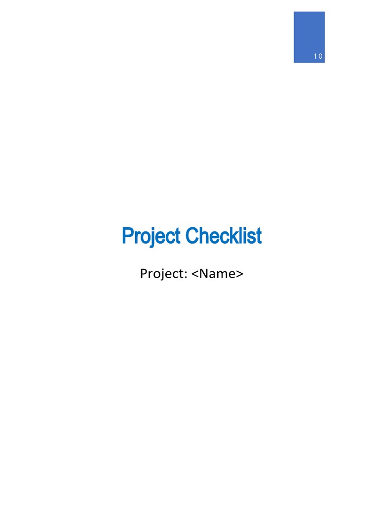 Project Checklist Word Template - v0.1 | PDF | Project Management ...