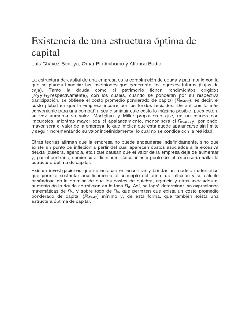 Existencia de Una Estructura Óptima de Capital | PDF