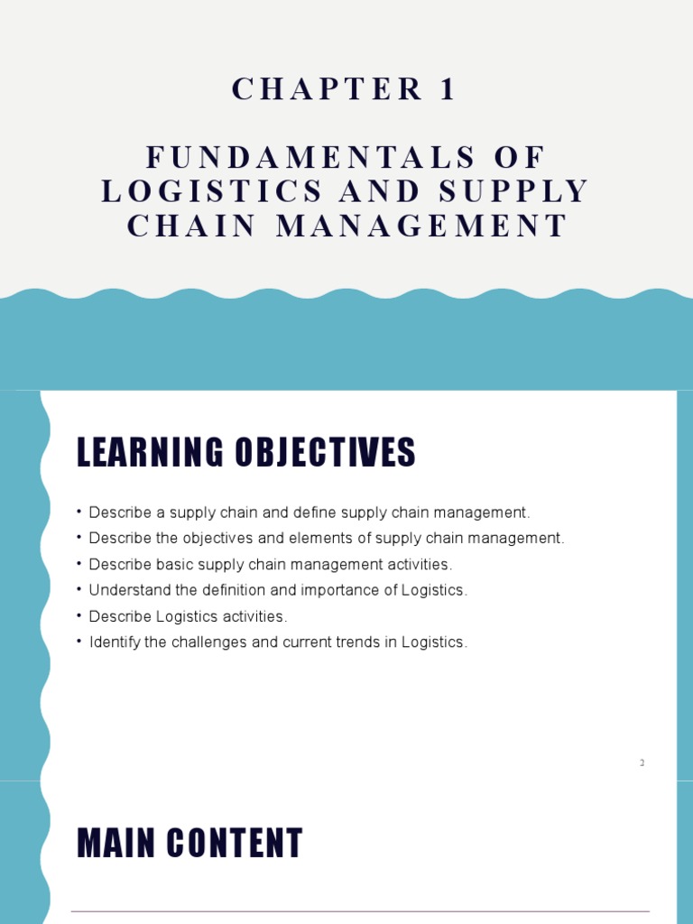 Chapter 01 - Fundamentals of Logistics and Supply Chain Management ...