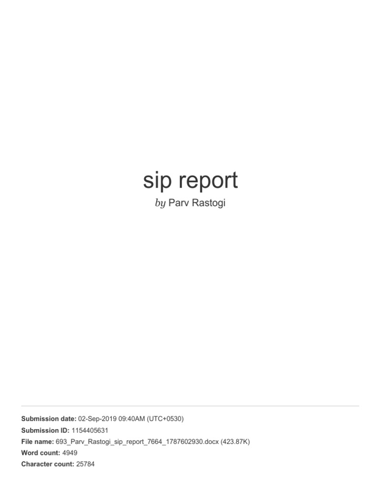 Parv Rastogi SIP Report Abfrl | PDF