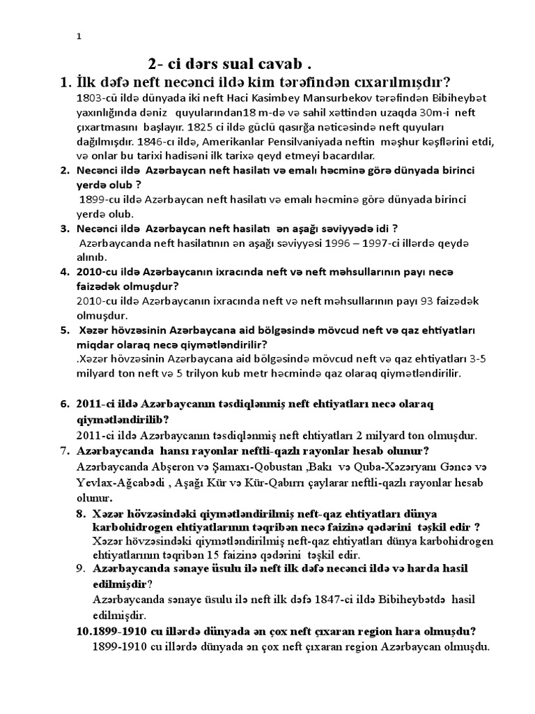 2 Ci Ders Sual Cavab | PDF