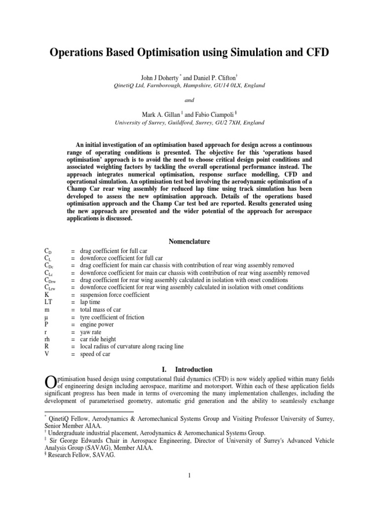 2007-Doherty - Operations Based Optimisation Using Simulation and CFD | PDF | Computational ...
