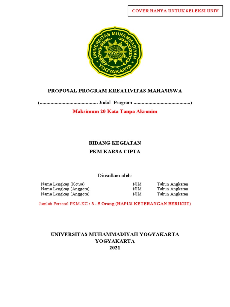 PKM-KC-FORM-PROPOSAL - Tahun 2021 | PDF