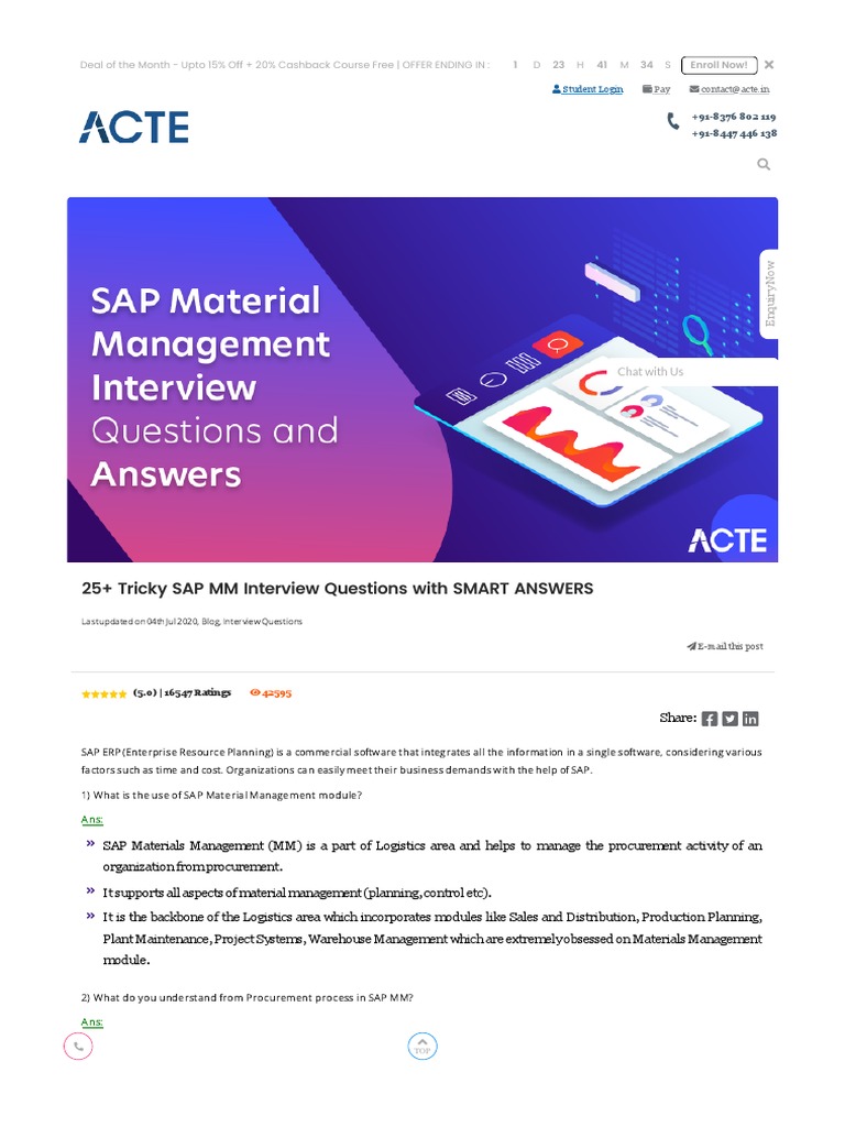 25+ Tricky SAP MM Interview Questions With SMART ANSWERS | PDF ...