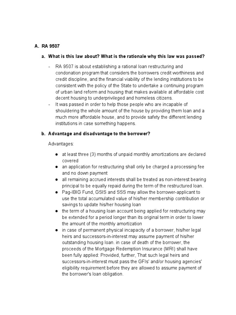 RA 9507 and RA 9510 aim to help borrowers and strengthen PH credit ...