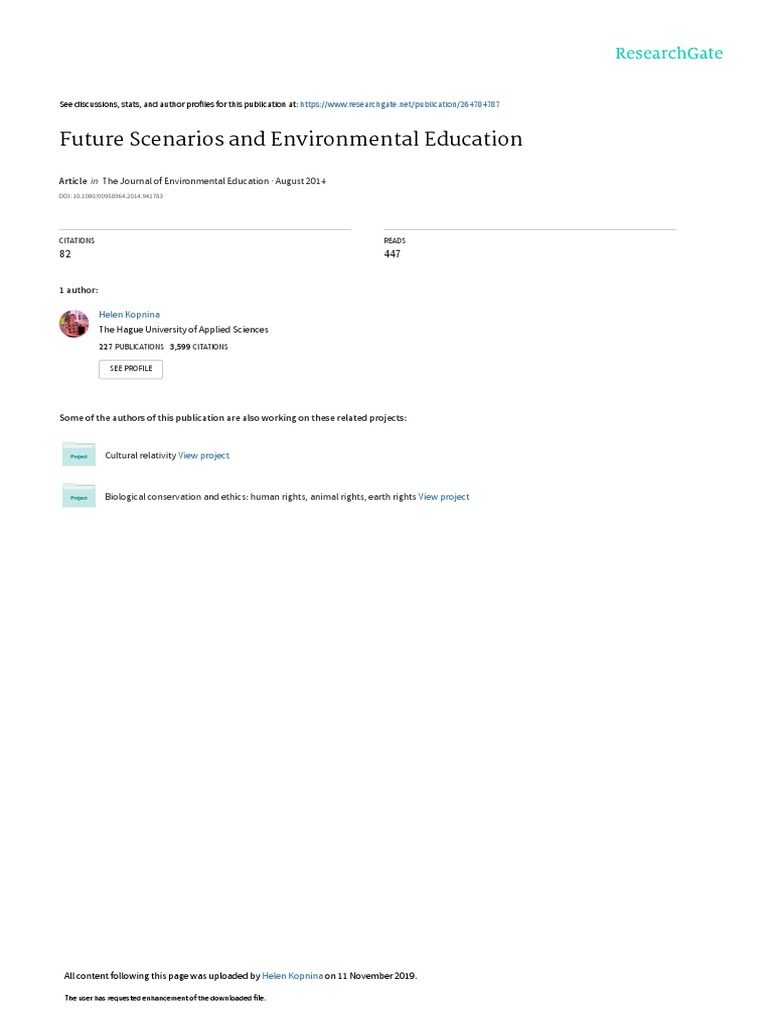 Future Scenarios and Environmental Education | PDF | Sustainability ...