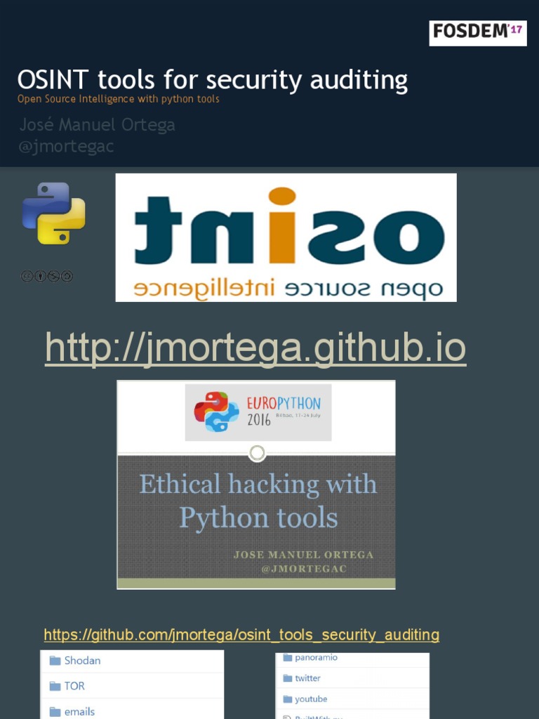 OSINT Tools For Security Auditing Fosdem Edition | PDF | Python (Programming Language) | Metadata