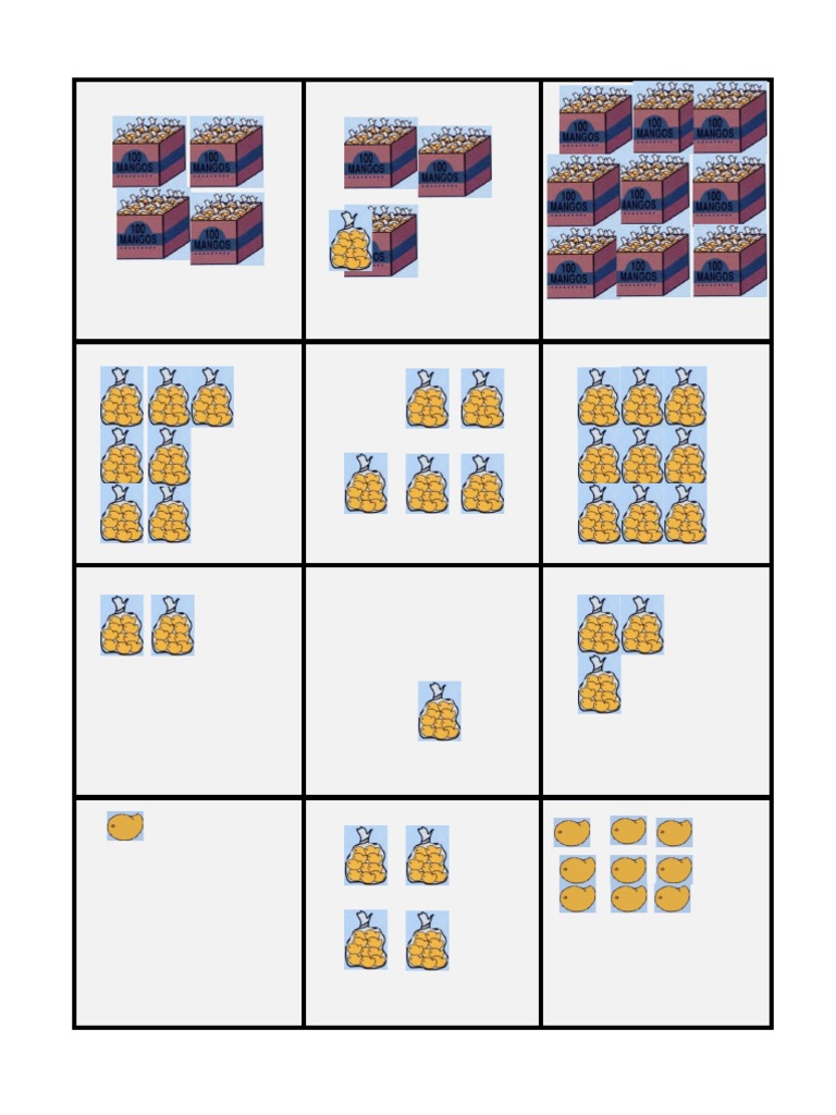 Matemáticas - Loteria de Unidad Centena Decena (MANGOS) | PDF