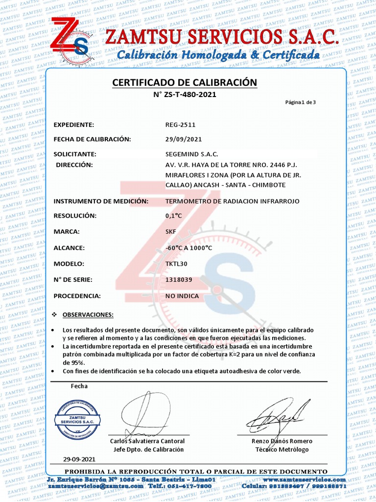 96 Certificado de Equipos Calibrados | PDF | Calibración | Metrología