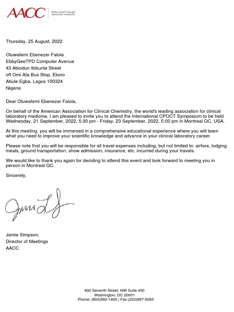 Invitation Letter AACC | PDF | Law