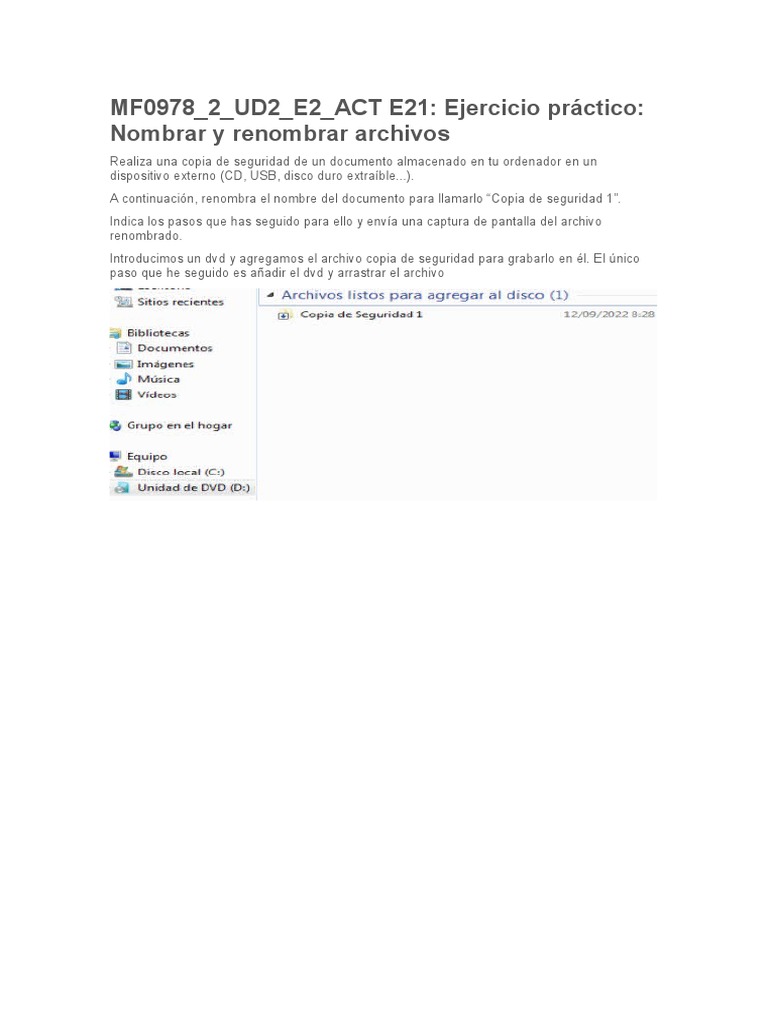 E21 Ejercicio Práctico Nombrar y Renombrar Archivos | PDF | Tecnología
