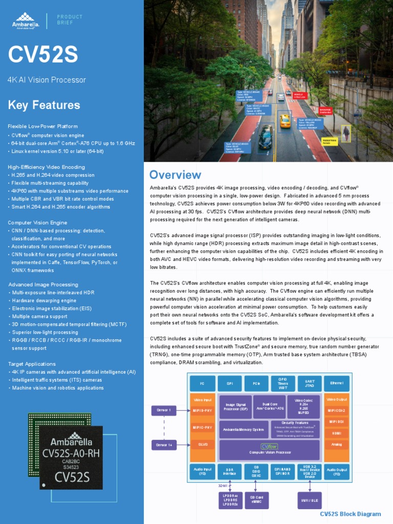 Ambarella CV52S Product Brief 15OCT2021 | PDF | Computer Vision ...