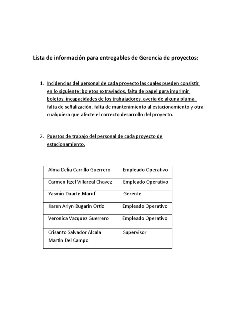Lista de Entregables Por Proyecto | PDF | Tecnología