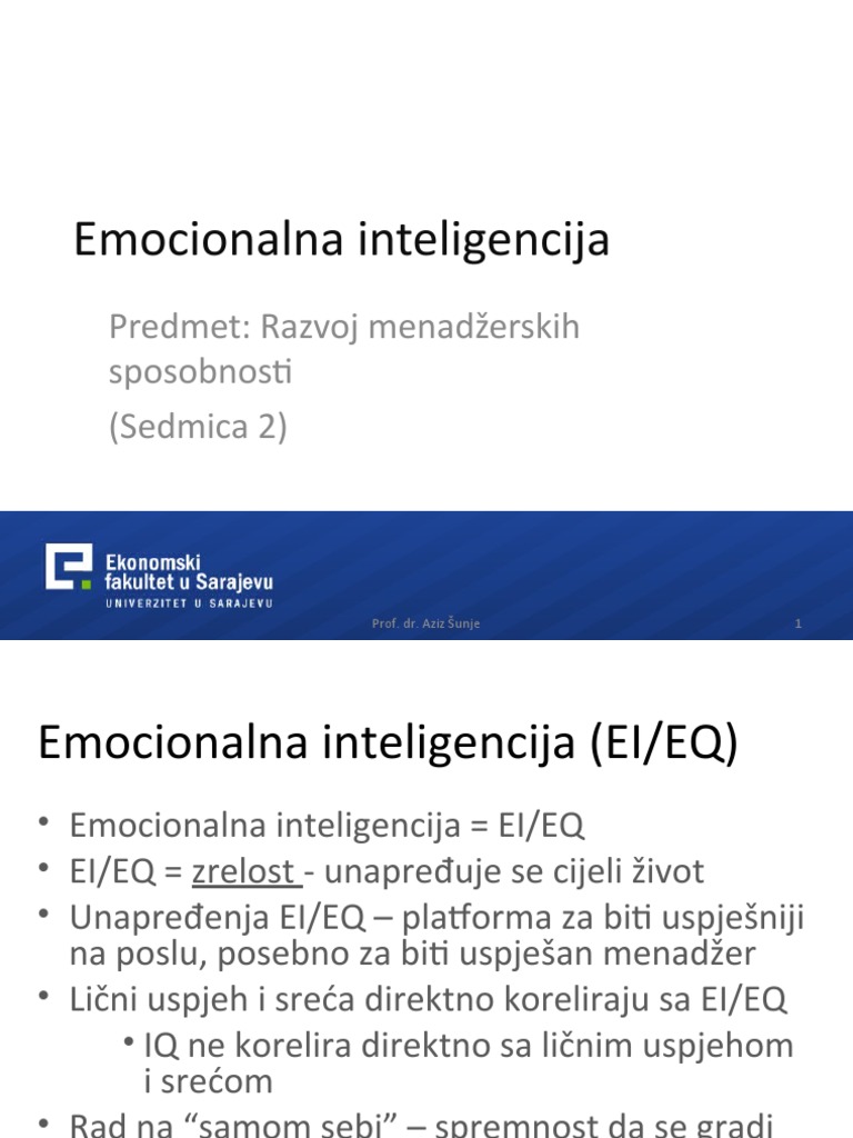 Week 2 Emocionalna Inteligencija | PDF