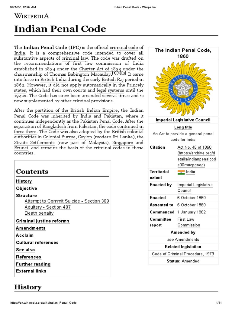 Indian Penal Code | PDF | Public Law | Justice