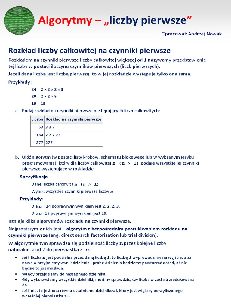 2_1-4_Algorytmy_liczby_pierwsze---wstep | PDF