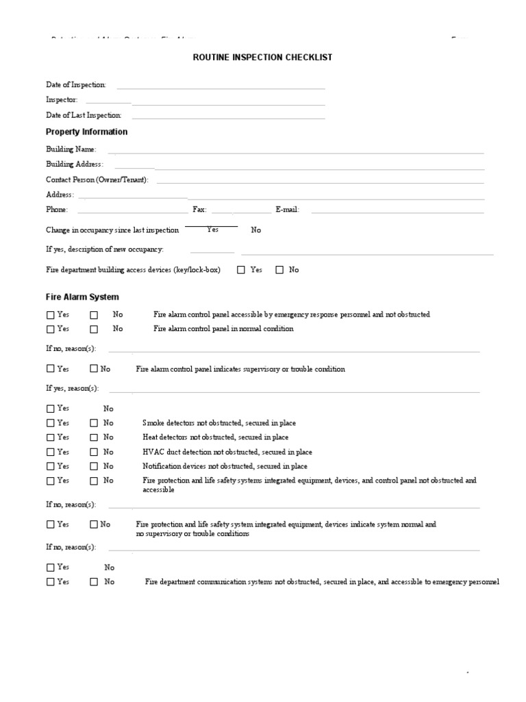 Fire Alarm Routine Checklist NFPA 72 | PDF | Firefighting | Safety