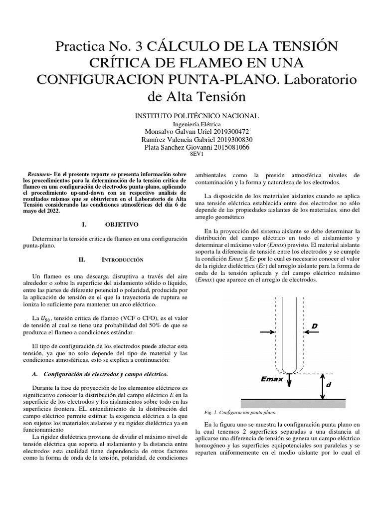Practica 3 Alta Tension | Descargar gratis PDF | Aislador (Electricidad) | Dieléctrico