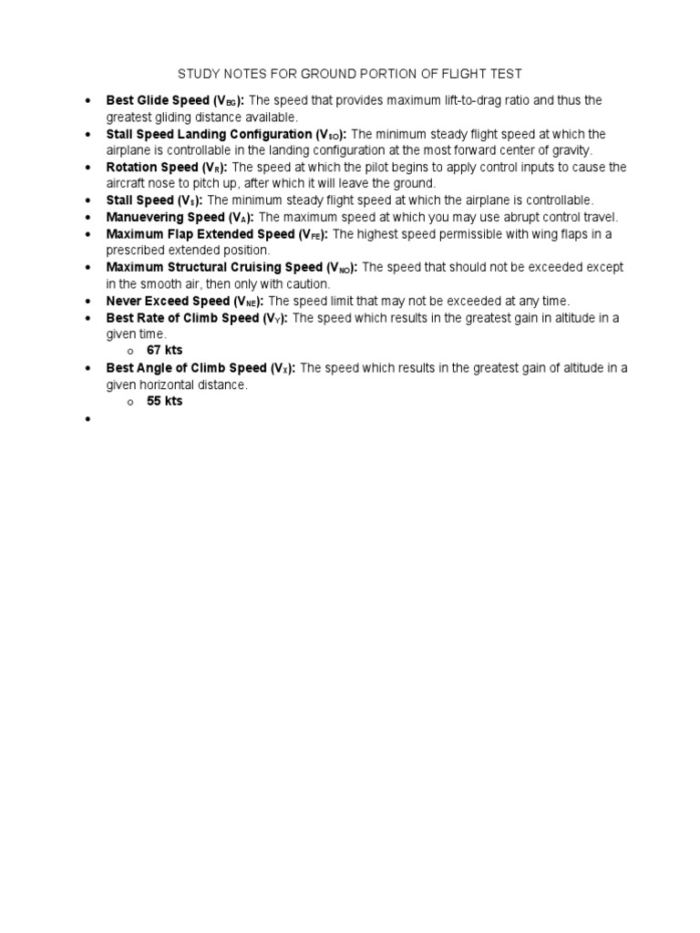 Flight Test Ground Speed Study Notes | PDF