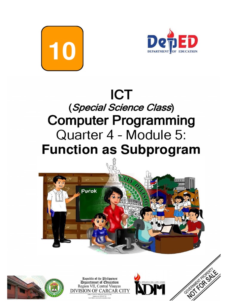 Ssc Gr10 Ict Q4 Module 4 Wk 5 V01 Cc Released 15june2021 Pdf Subroutine Parameter