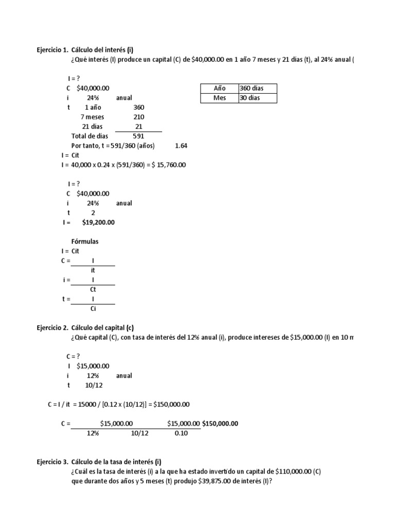 Ejercicios | PDF | Interés | Amortización (Negocio)