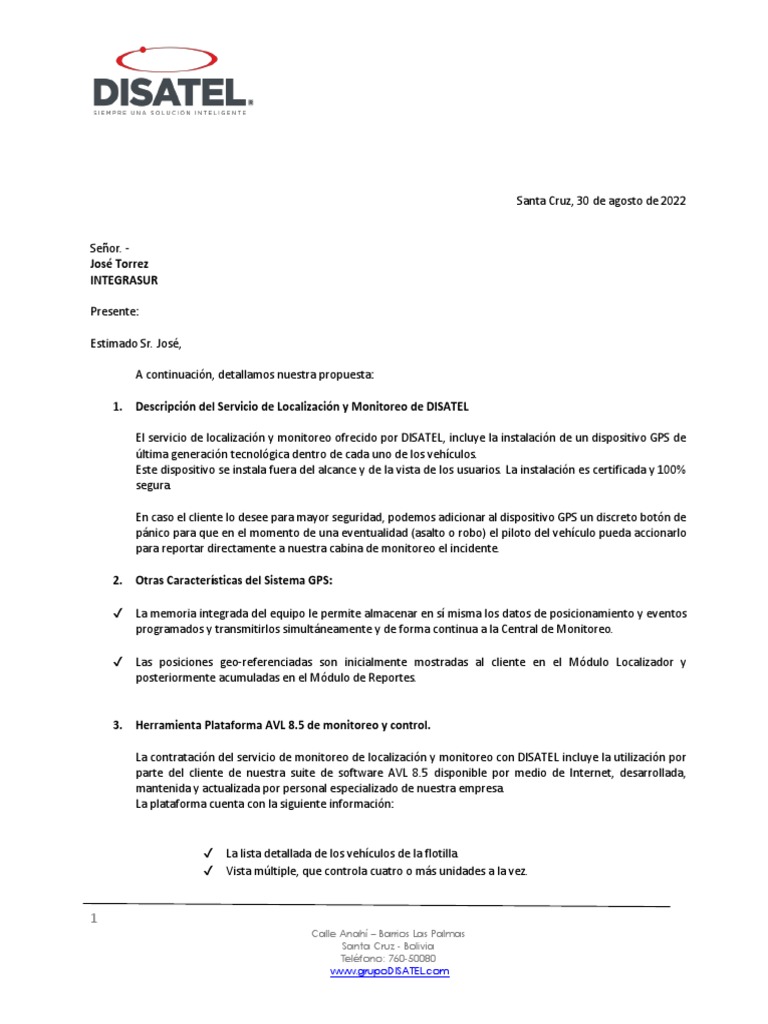 Propuesta Comercial Disatel | PDF | Sistema de Posicionamiento Global ...