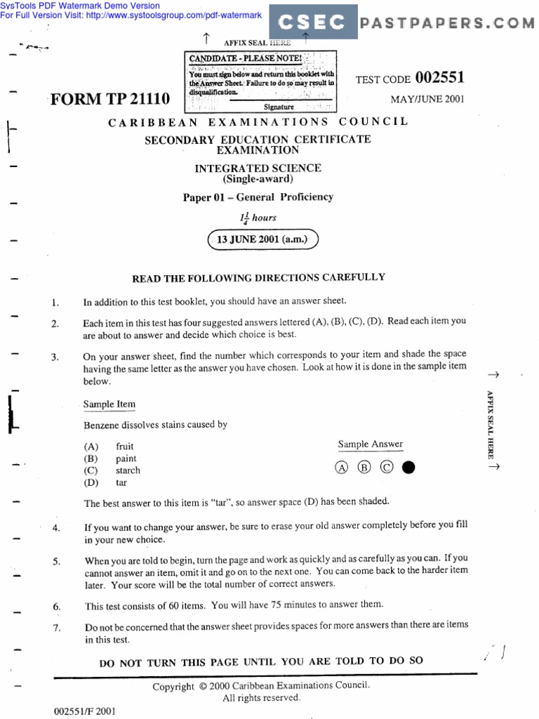 Integrated Science June 2001 p1 | PDF | Fires | Tide