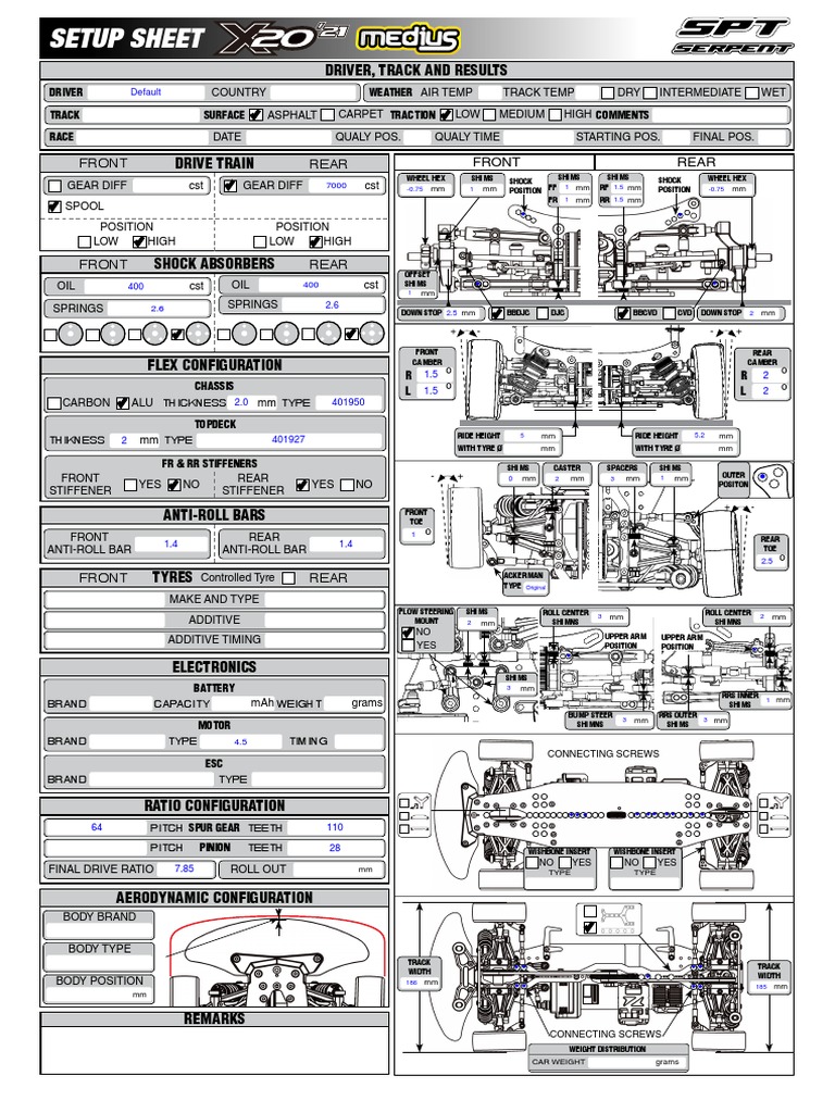 Serpent X20 RC Car Setup Sheet | PDF | Transportation Engineering ...