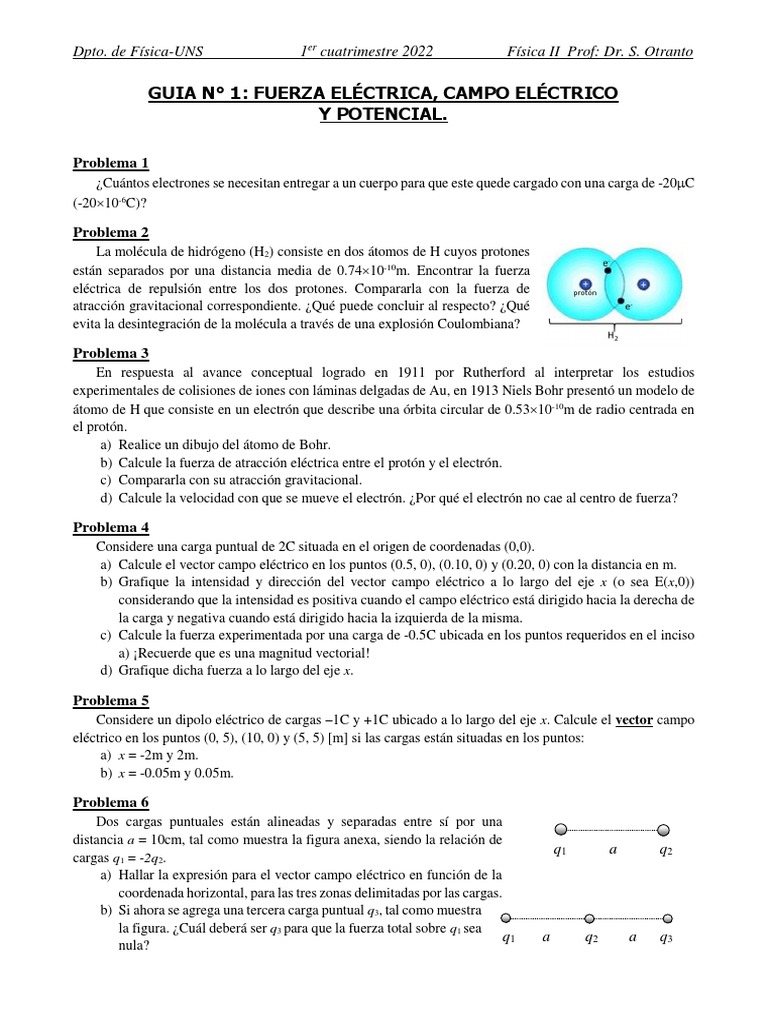 Guia de Fisica 2 Uns | PDF | Electrón | Campo eléctrico