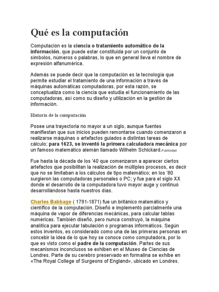 Qué Es La Computación | PDF | Informática | Información