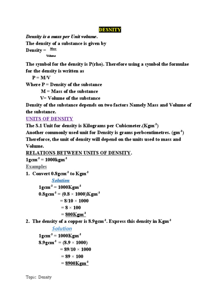 Density | PDF | Density | Buoyancy