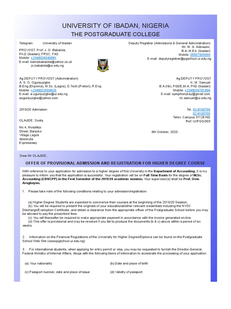 Admission Letter | Download Free PDF | Postgraduate Education ...