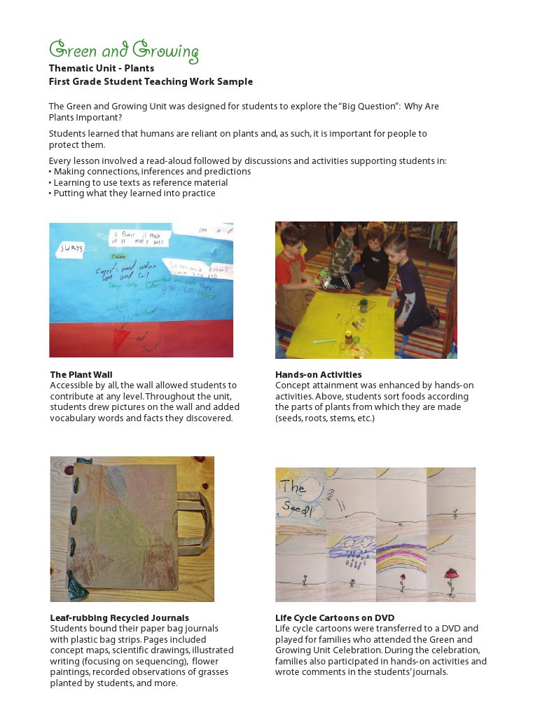 Green and Growing: Thematic Unit - Plants First Grade Student Teaching ...