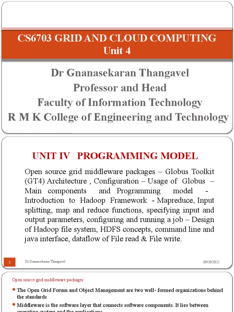 Dokumen - Tips Cs6703 Grid and Cloud Computing Unit 4 | PDF | Apache Hadoop | Grid Computing
