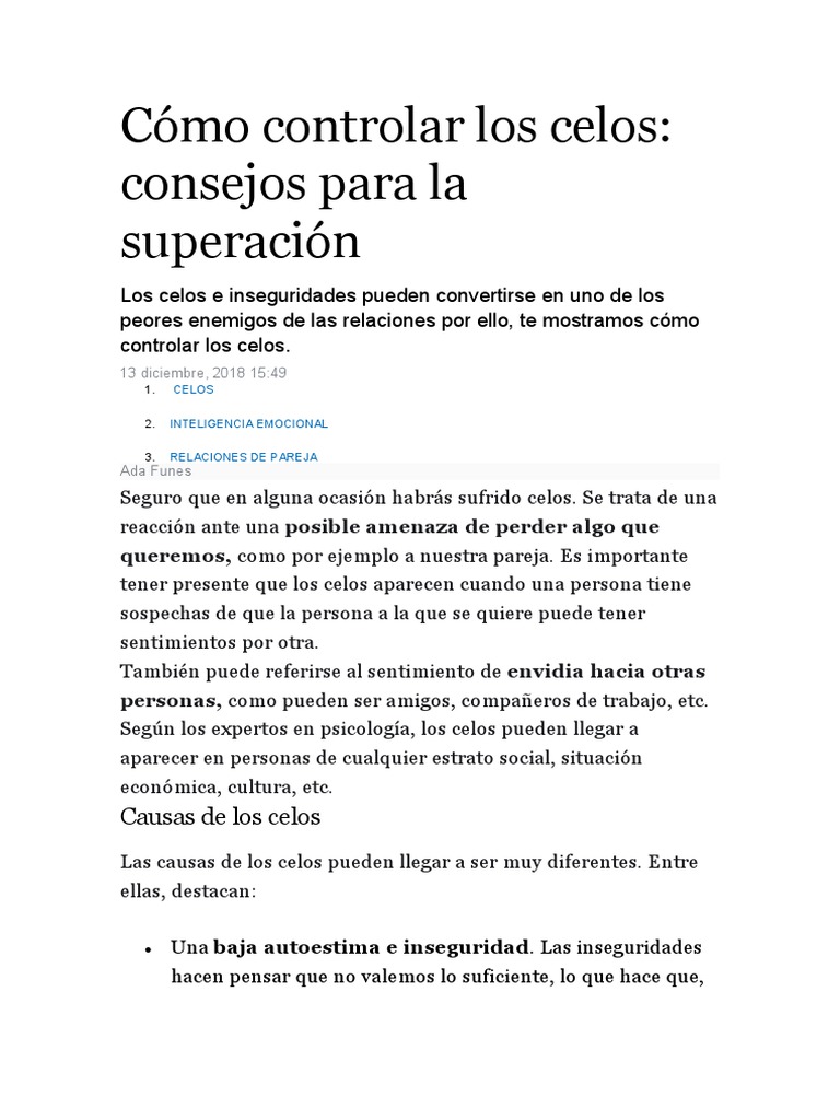 Los Celos | PDF | Psicoterapia | Pensamiento