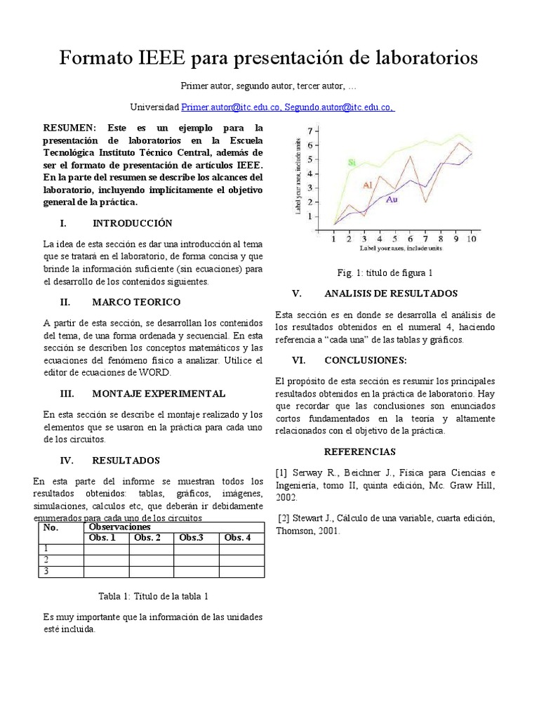 Formato IEEE para Presentacion de Labora | PDF | Science